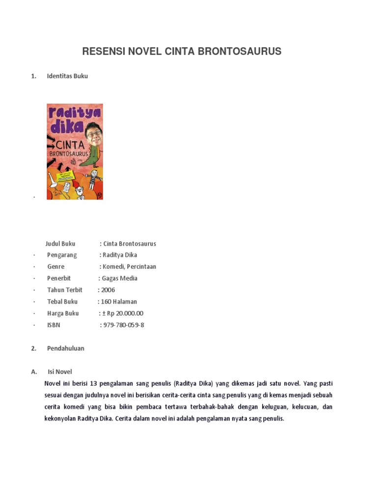 Resensi Novel Cinta Brontosaurus | PDF
