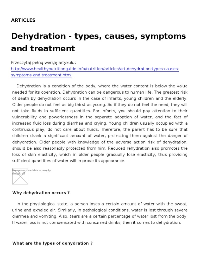 Dehydration Types Causes Symptoms and Treatment | PDF | Dehydration | Water