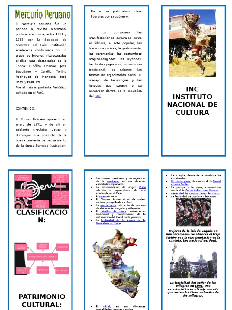 Triptico Patrimonio Natural y Cultural | PDF | Perú