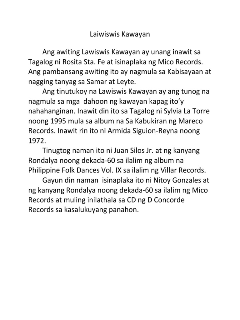 Laiwiswis Kawayan | PDF