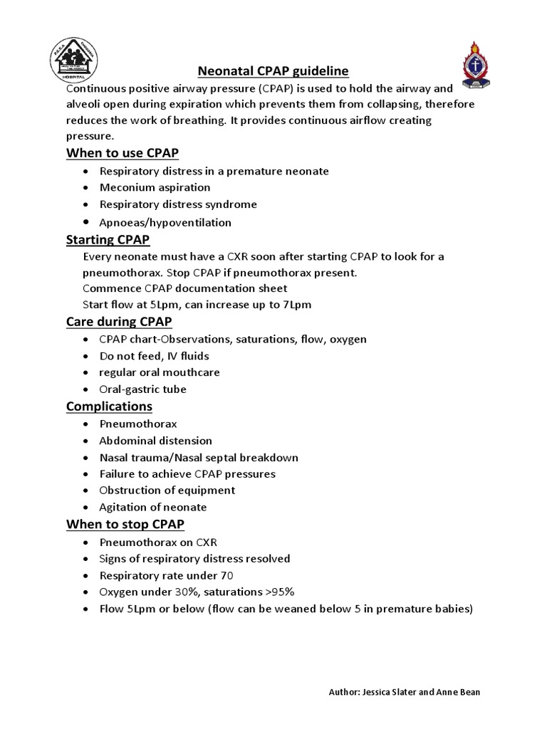 Neonatal CPAP Usage Guidelines | PDF | Wellness