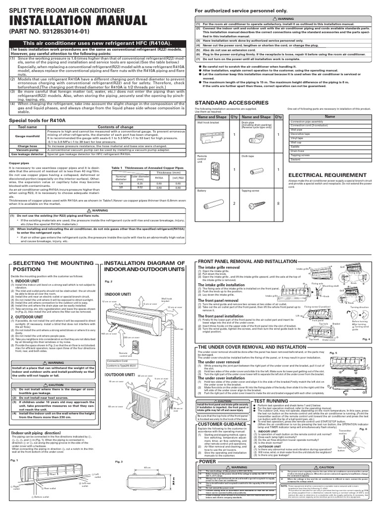 Split Type AC Installation Manual PDF | PDF | Electricity ...