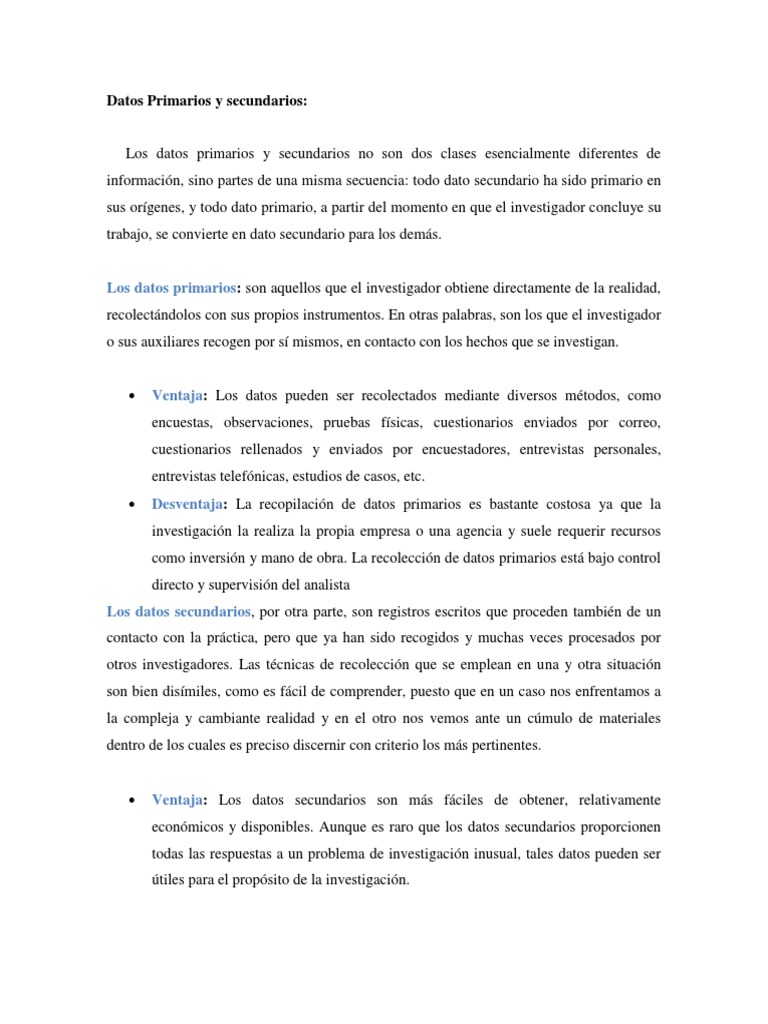 Datos Primarios y Secundarios
