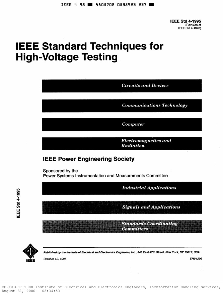 IEEE STD 4-1995 High Voltage Testing PDF | PDF | Electrical Engineering ...