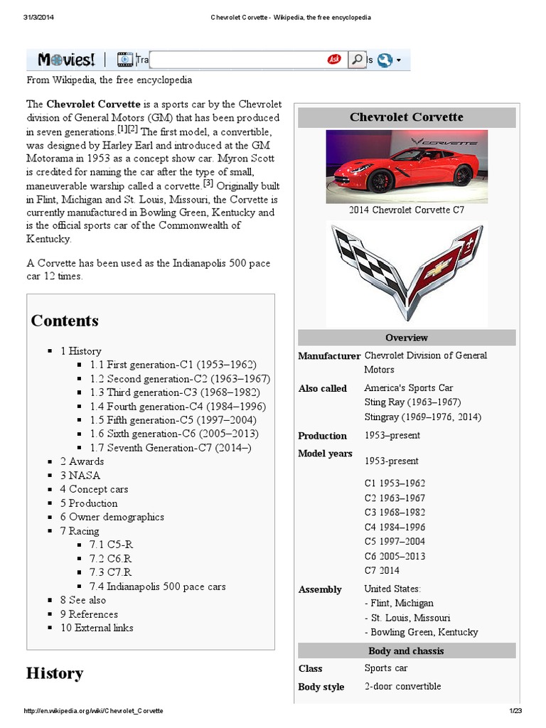 Chevrolet Corvette | PDF | Cars Of The United States | General Motors ...