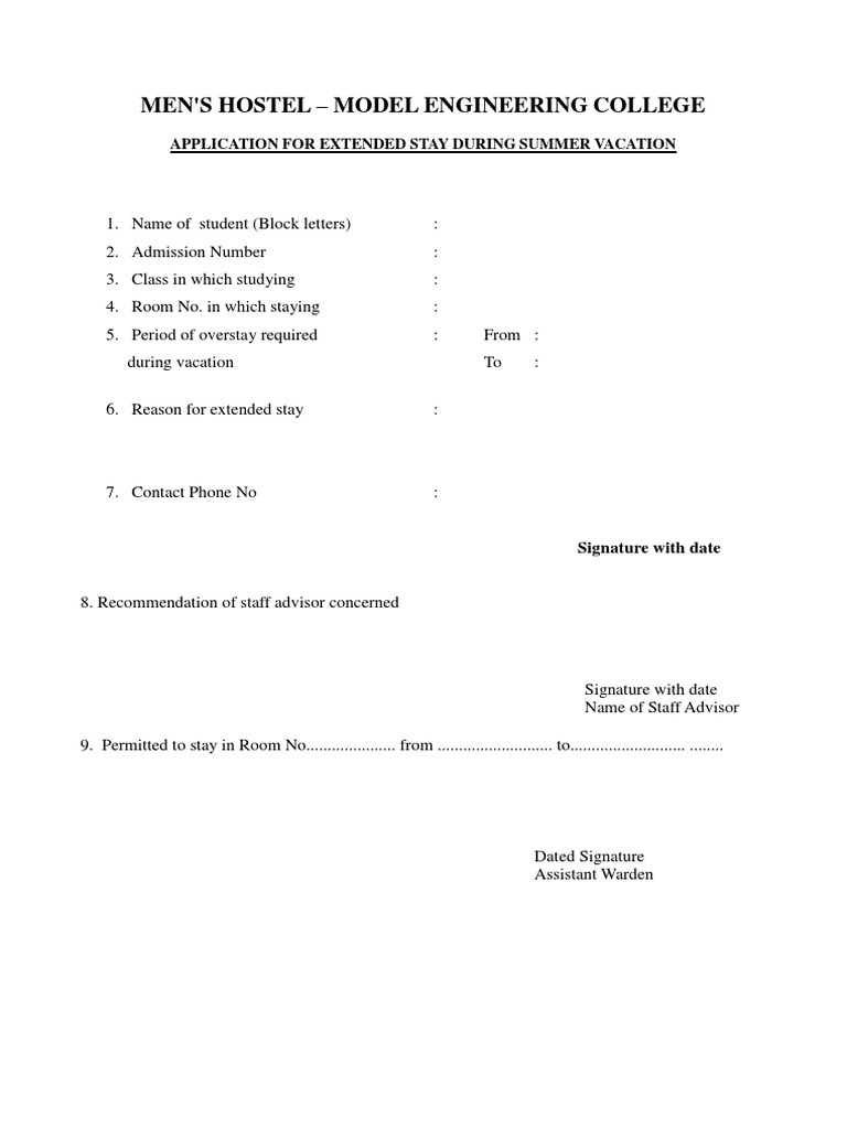 Summer Stay Application Form | PDF | Law