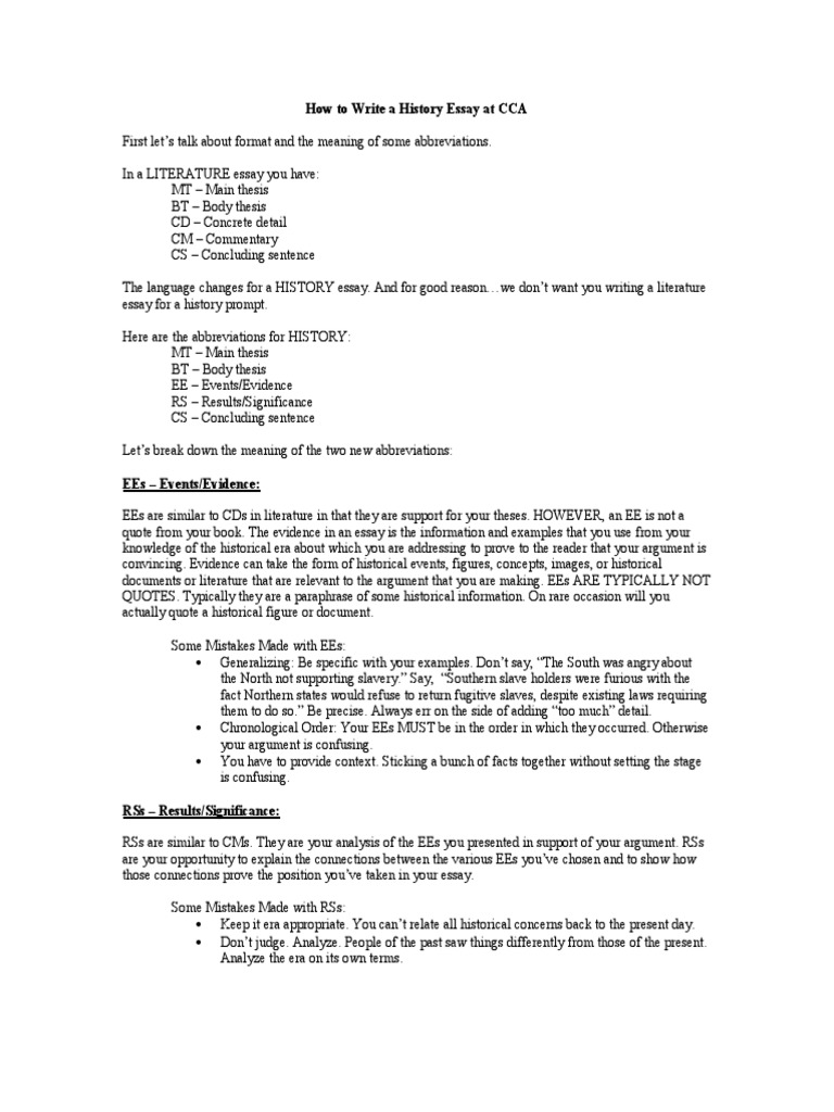 Writing a History Essay at CCA | PDF | Essays | Thesis