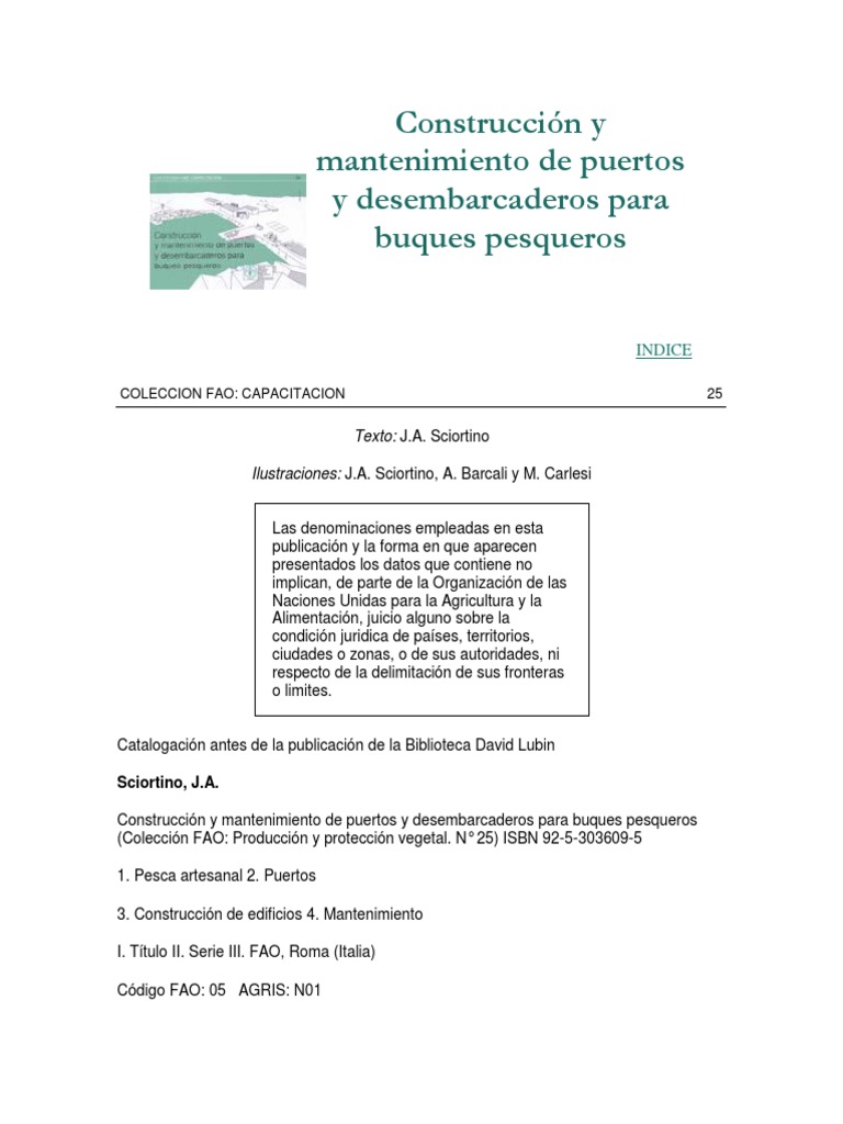 Construcción y Mantenimiento de Puertos y Desembarcaderos para Buques Pesqueros | PDF | Marea ...