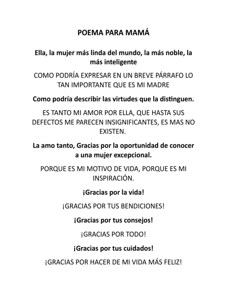 Poema de amor y virtudes para mamá | PDF | Poesía | Ficción general