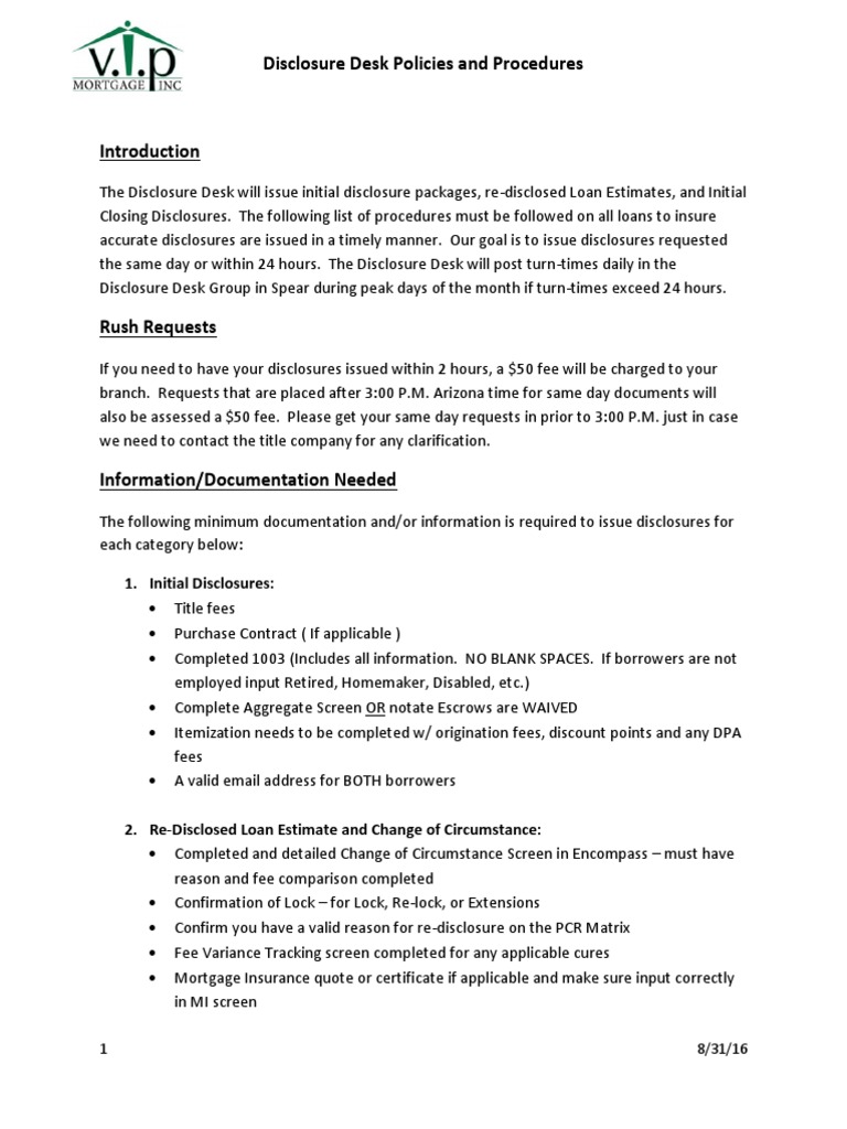 Disclosure Desk Policies and Procedures Rev 9 21 16 | PDF | Title ...
