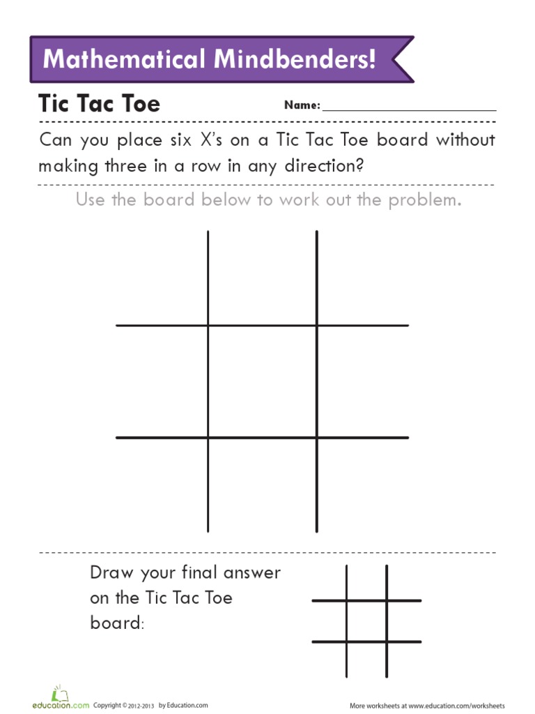 Mathematical Mindbenders!: Tic Tac Toe | PDF