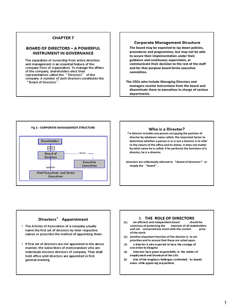 Board of Directors - A Powerful Instrument in Governance Corporate ...