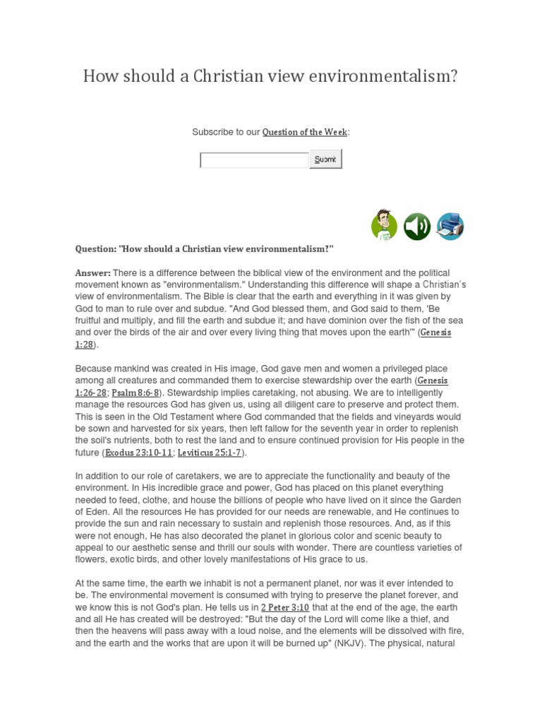 Christian Perspective on Environmentalism | PDF | Environmentalism ...