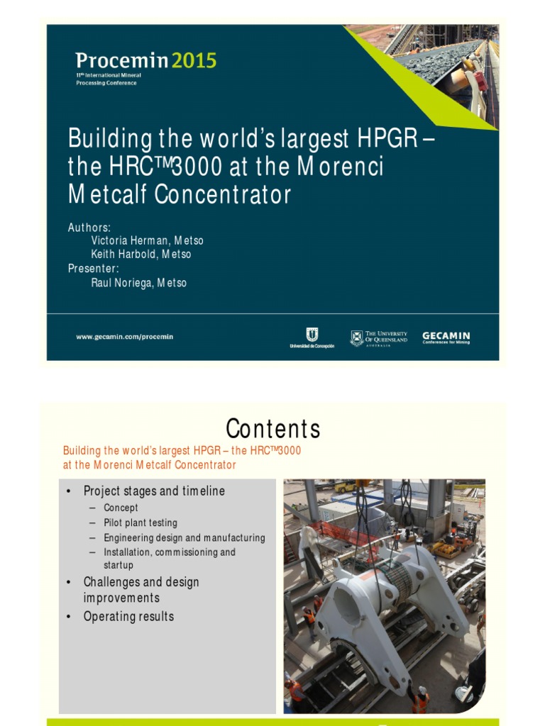 Procemin 2015 Building The World's Largest HPGR - The HRC™3000 at The ...