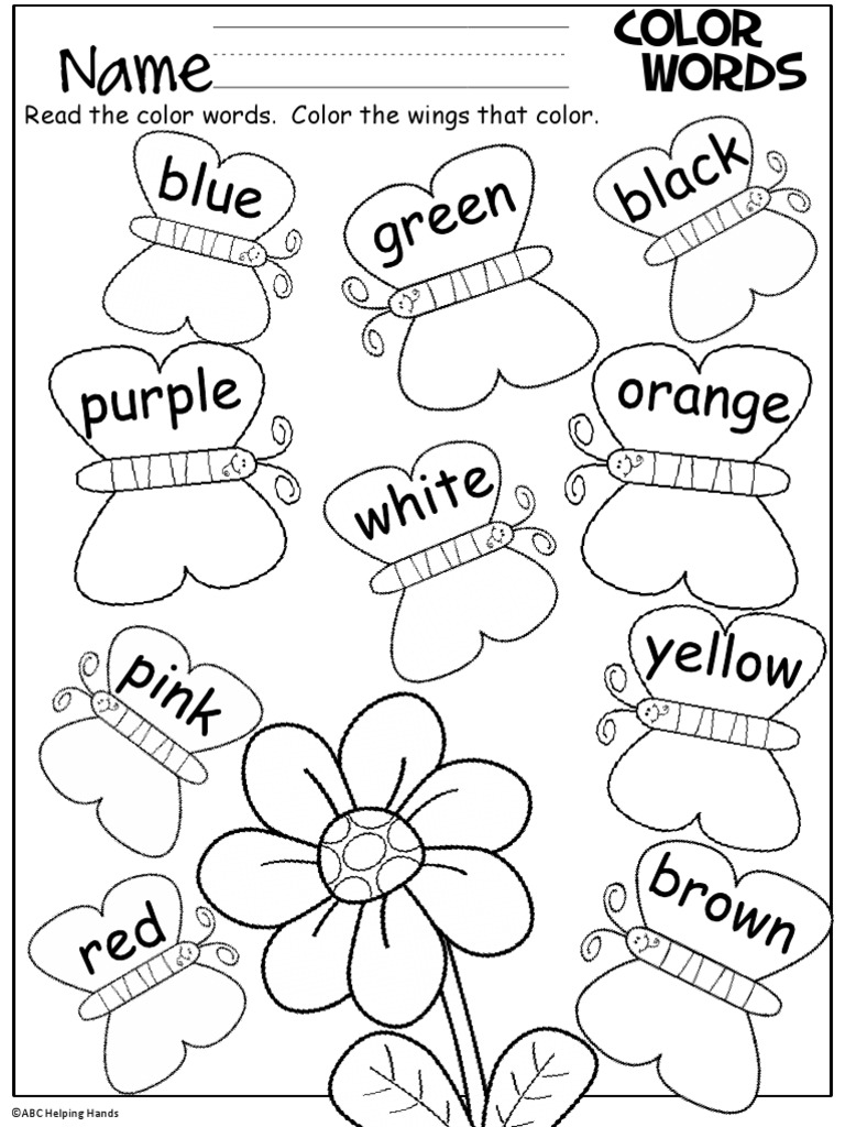 Butterfly Color Words Activity MBT | PDF