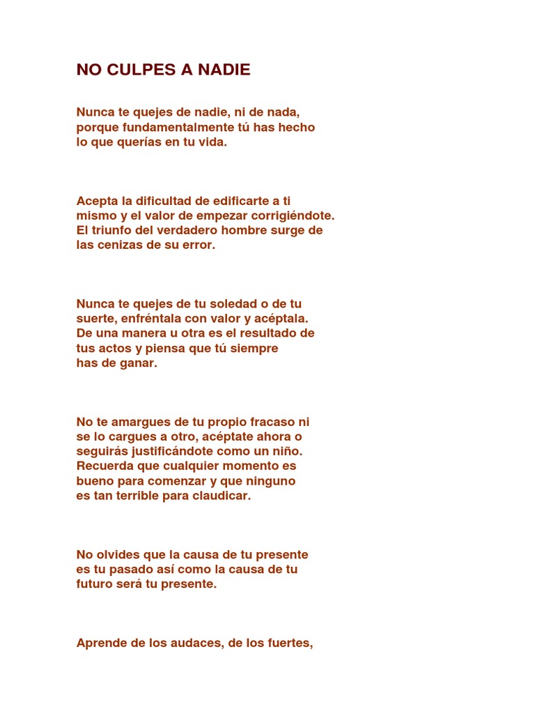 No Culpes A Nadie Poema PABLO NERUDA.2 | PDF