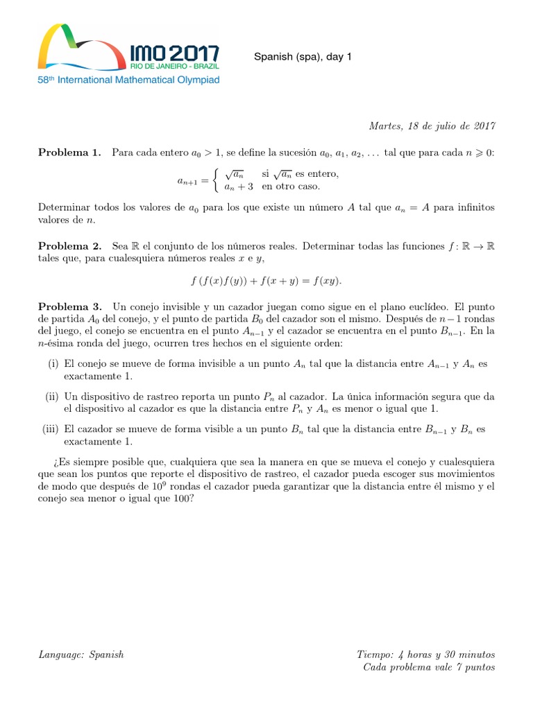 Evaluación IMO 2017 Español | PDF | Circulo | Triángulo