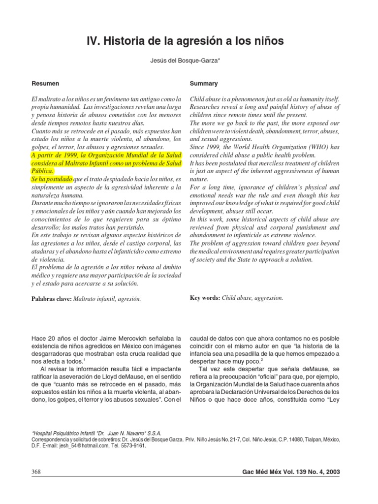 Historia de La Agresion Niños. | PDF | Azotaina | Sicología
