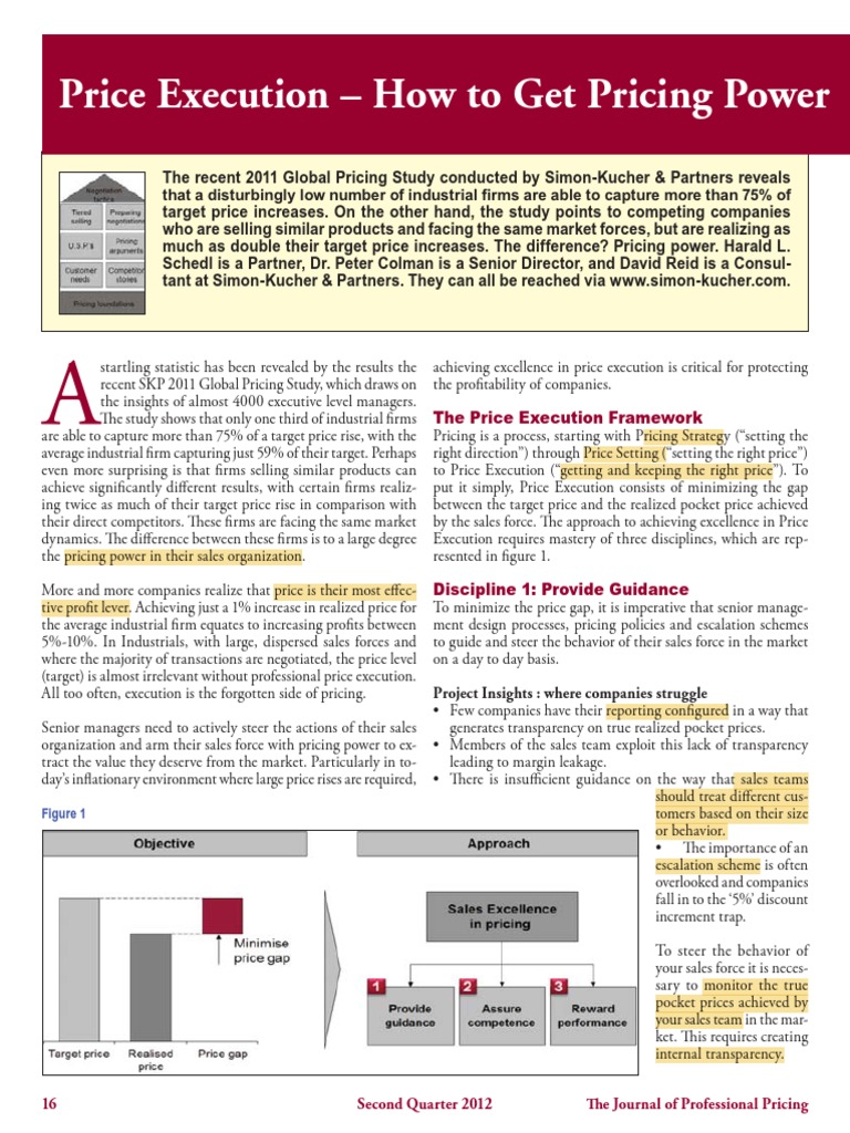 Price Execution How To Get Pricing Power Into Your Sales Force | PDF ...