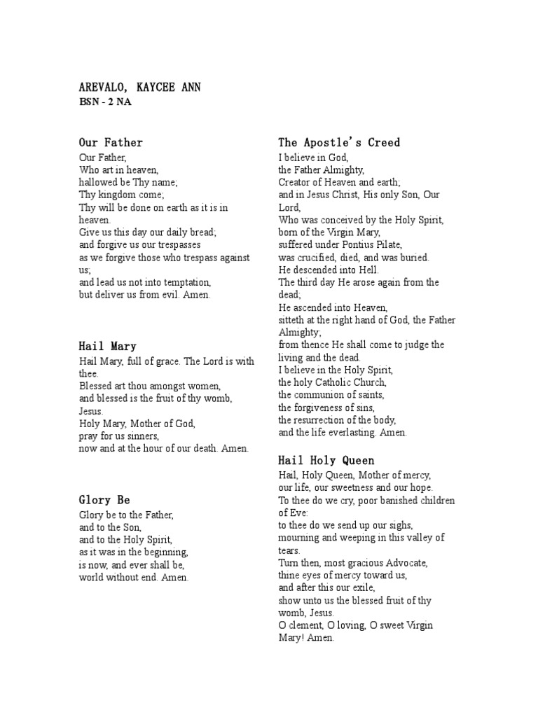 Basic Catholic Prayers.doc | Mary, Mother Of Jesus | Jesus