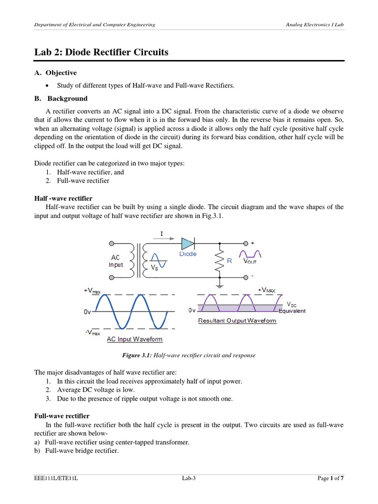 Diode Rectifier Circuits Lab | PDF | Rectifier | Diode