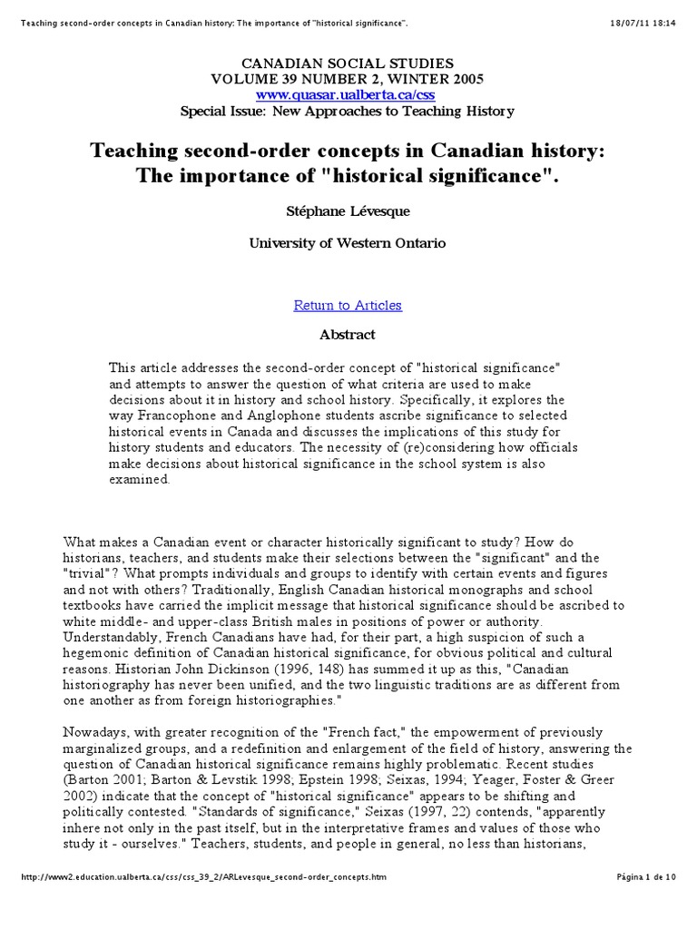 Teaching Second Order Concepts | PDF | Canada | Concept