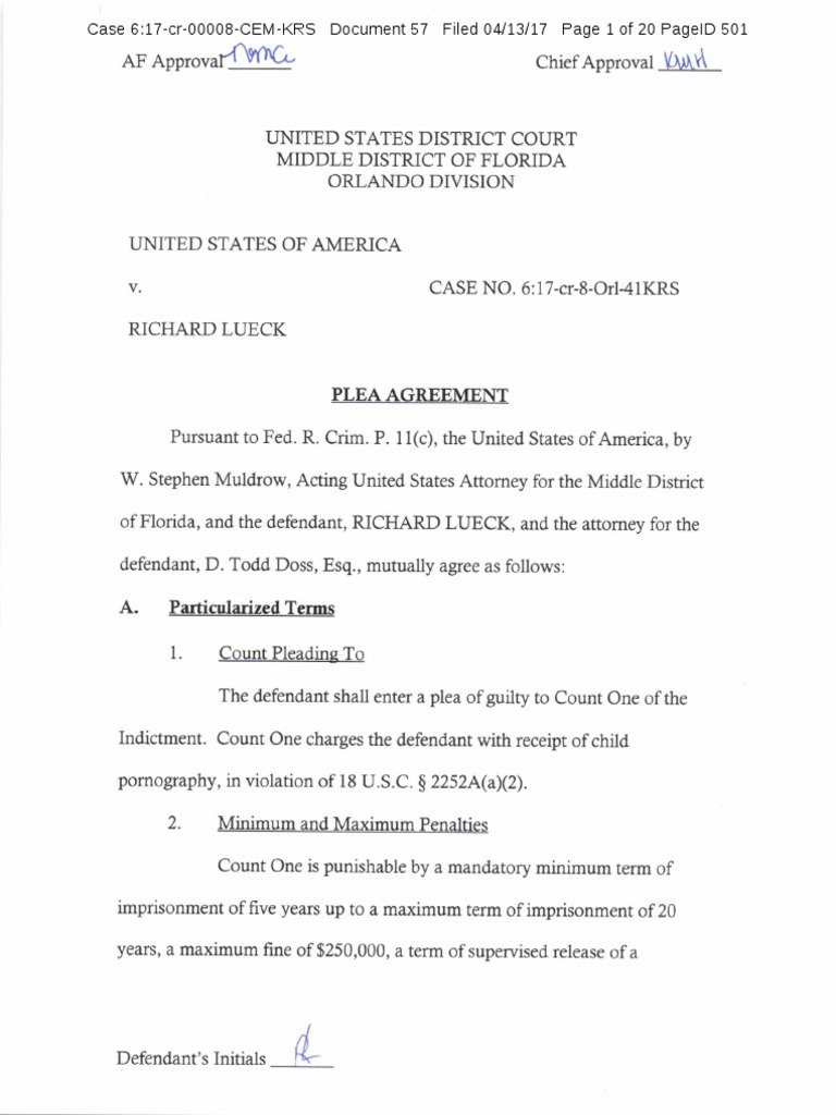Lueck Plea Agreement | PDF | Asset Forfeiture | Plea