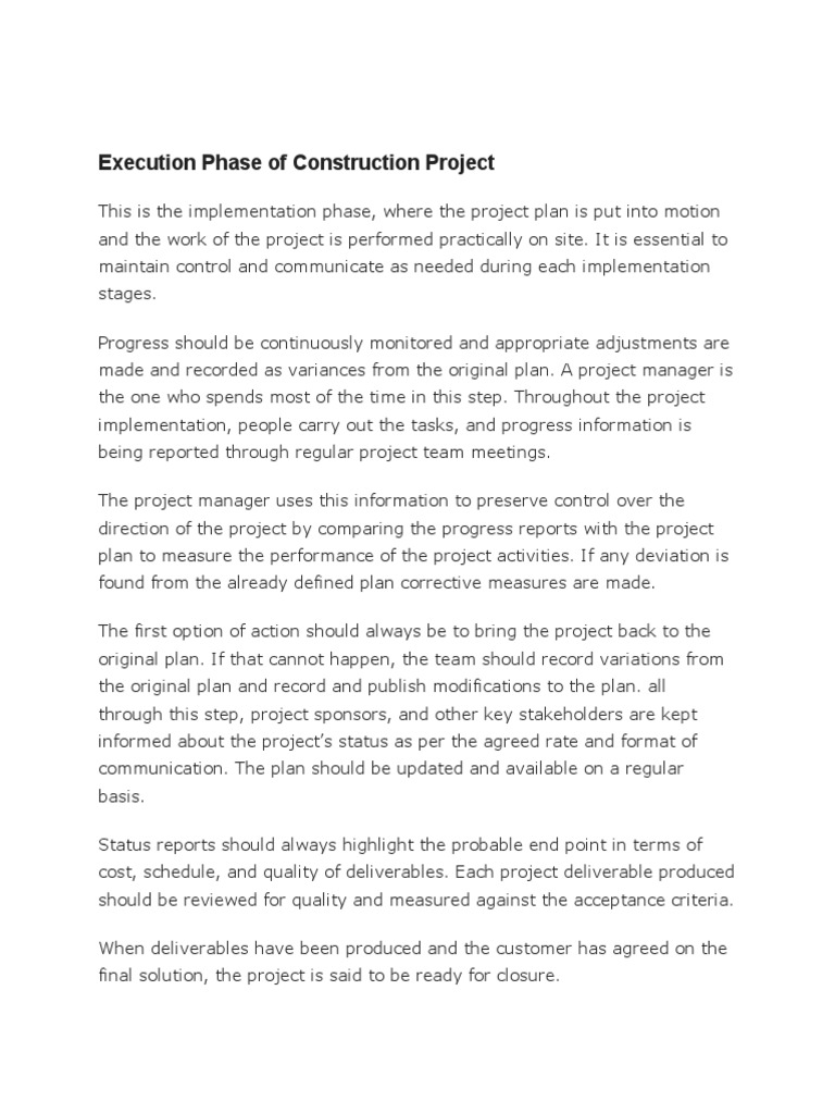 Execution Phase of Construction Project | PDF | Project Management ...