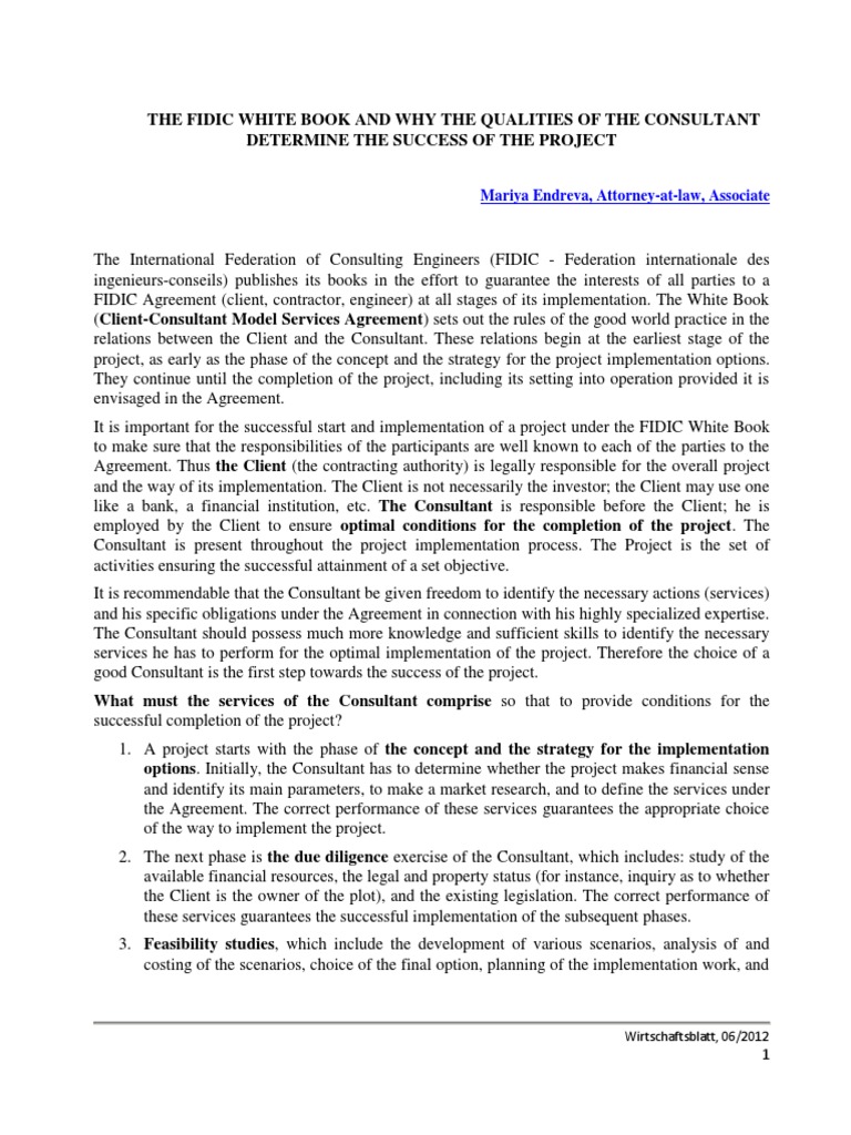 03 The FIDIC White Book June 2012 ME | PDF | Consultant | Option (Finance)