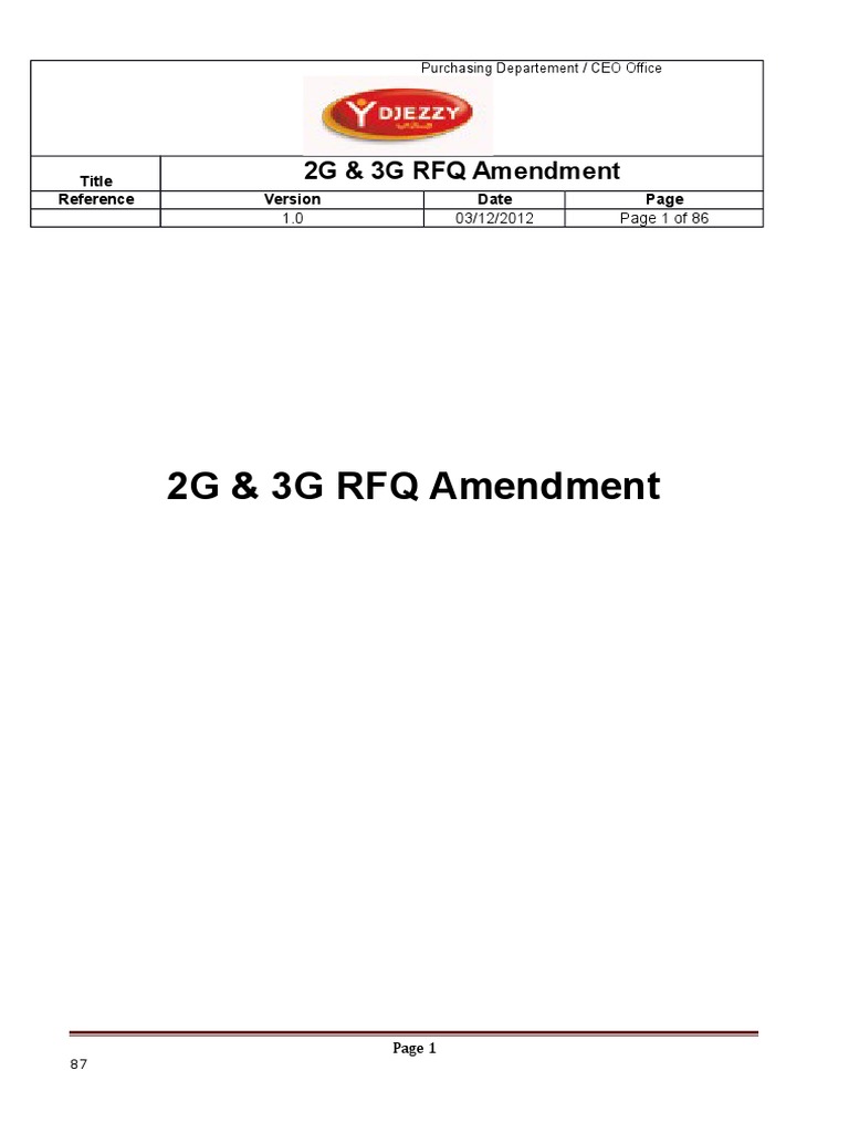 2G & 3G RFQ Amendment Overview | PDF | Request For Proposal ...