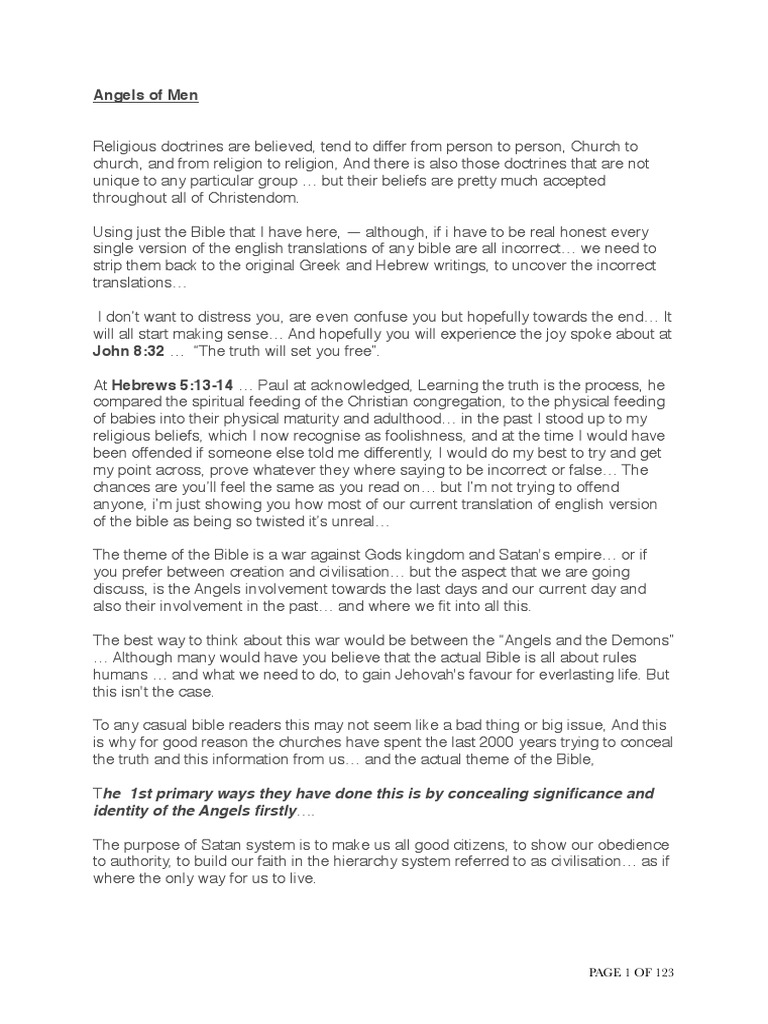 Angels of Men - Sustenance'N'Covering | PDF | Sodom And Gomorrah | Angel