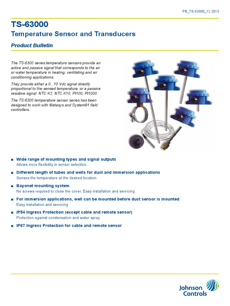 Be Temperature Sensor Transducers PB Ts63xx | PDF | Electrical Resistance And Conductance ...