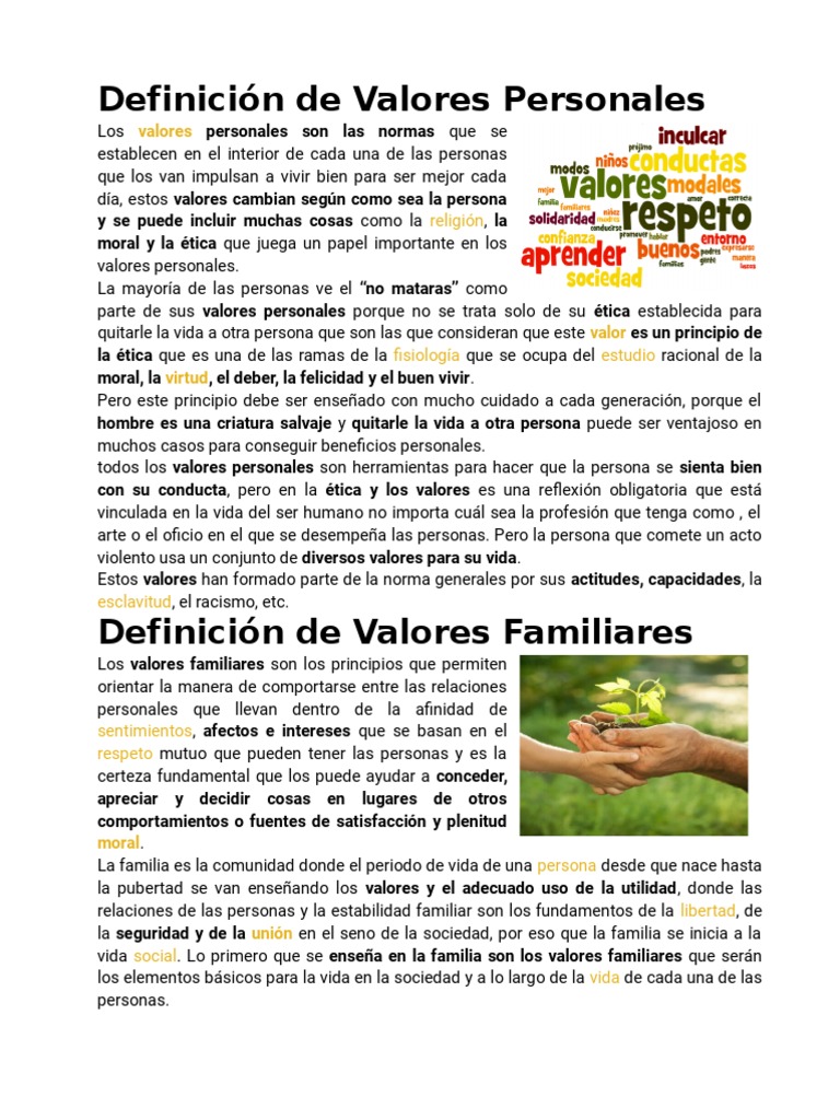 Definición y Tipos de Valores Personales | PDF | Moralidad | Sociedad