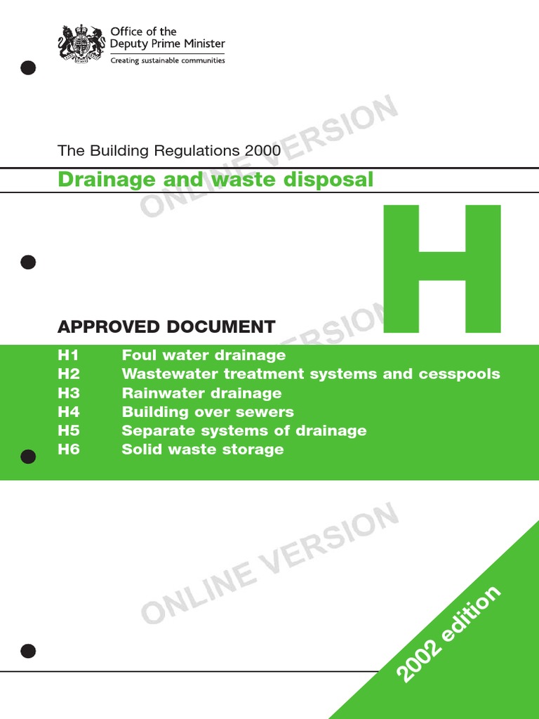 Building Regulations 2000 Part H | PDF | Sanitary Sewer | Septic Tank