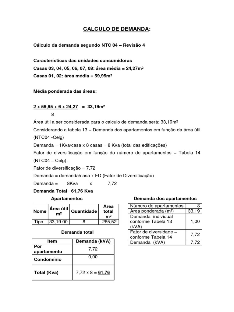 Cálculo de Demanda de Energia Residencial | PDF