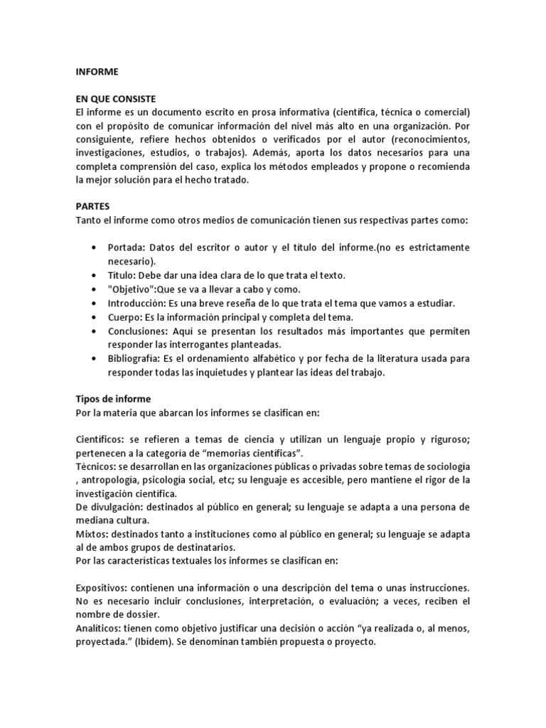 INFORME Que Es, Tipos y Ejemplos | PDF | Science | Comunicación