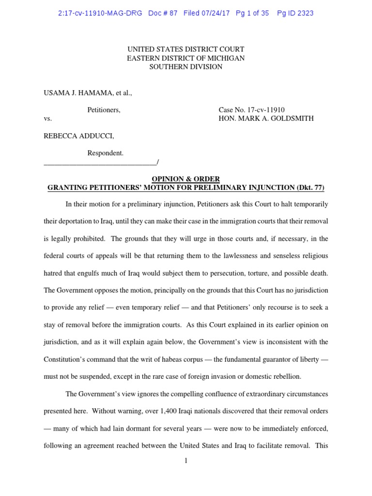 Immigration Court Order | PDF | Habeas Corpus | Islamic State Of Iraq ...