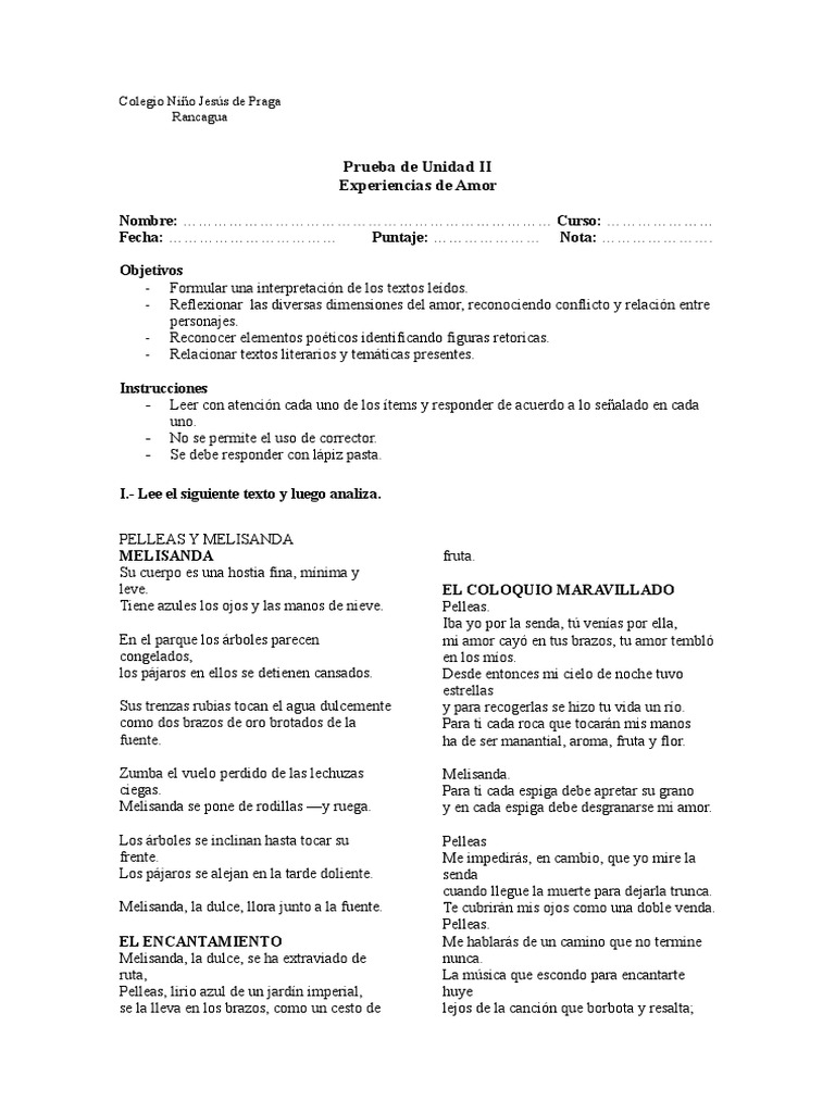 Prueba de Literatura: Amor y Poesía | PDF | Rima | Amor