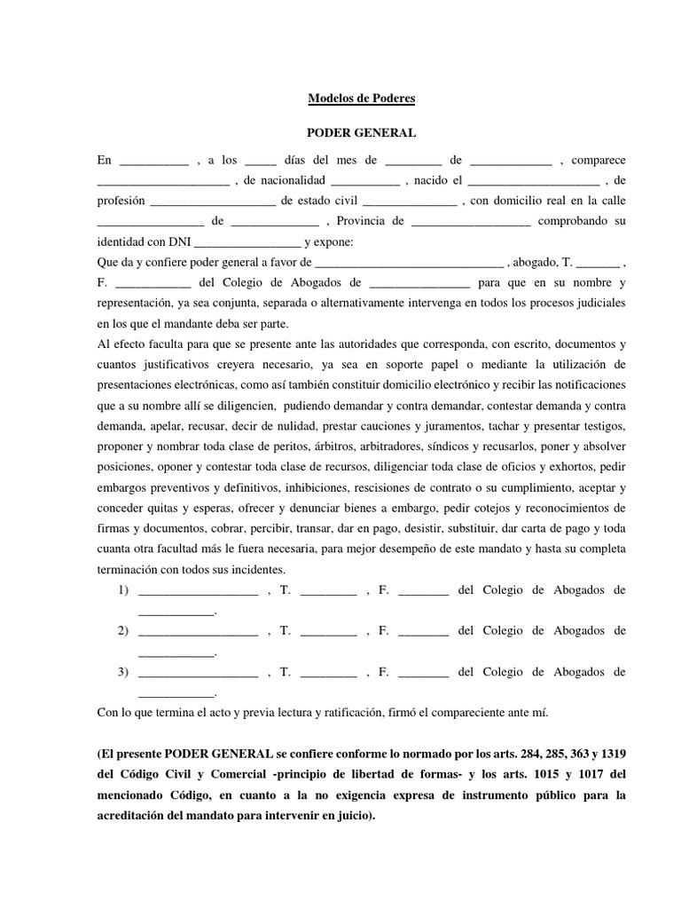 Modelo de Poder General | PDF | Demanda judicial | Información del gobierno