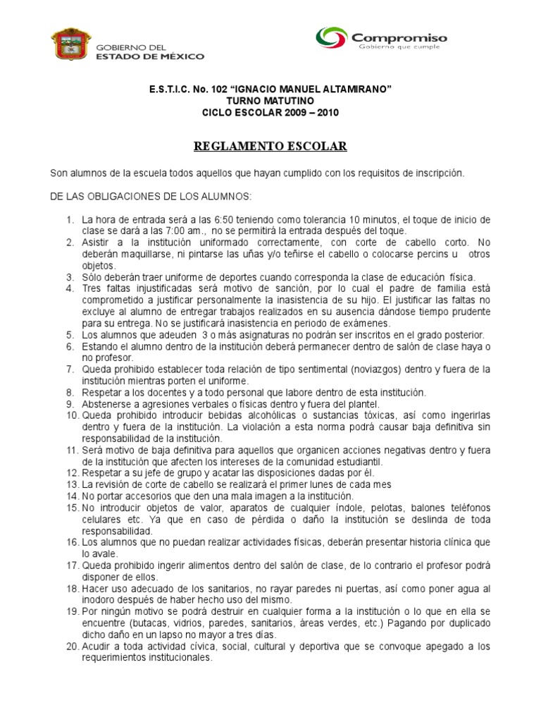 Reglamento Escolar | Prueba (evaluación) | Maestros