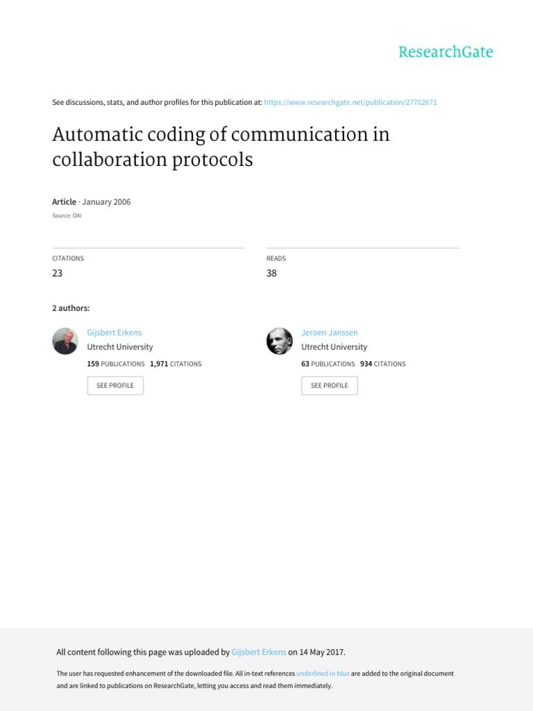 Automatic Coding of Communication in Collaboration Protocols | PDF ...