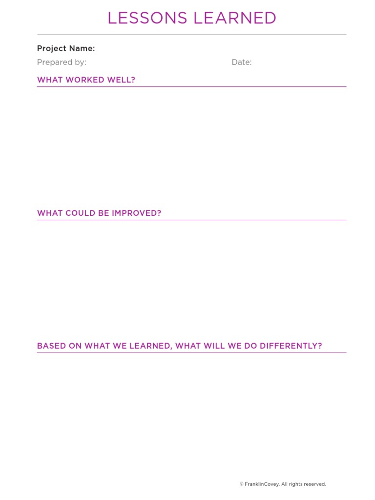 Lessoned Learned V 3 | PDF