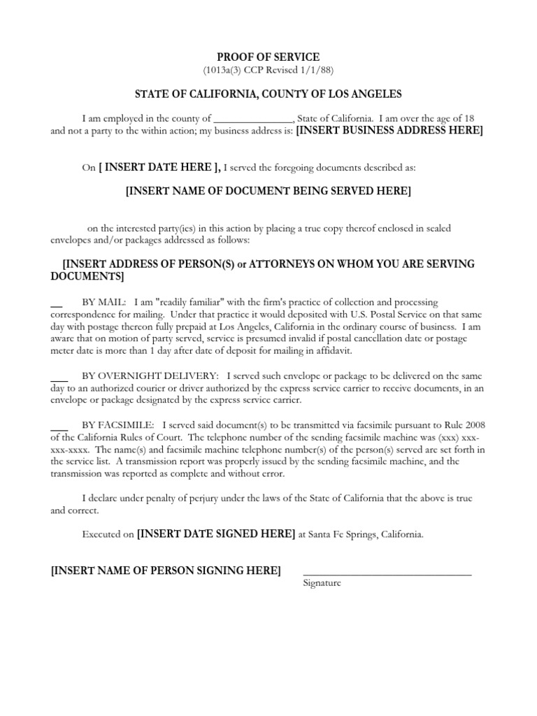 Proof of Service Template | PDF