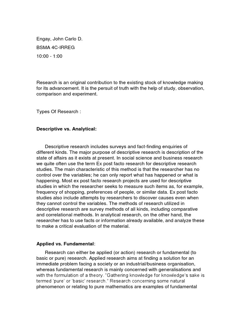 Descriptive vs. Analytical | Download Free PDF | Quantitative Research ...