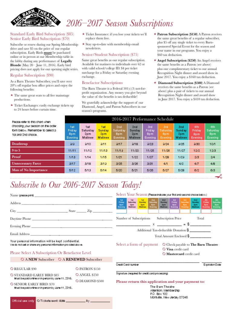 2016-2017 Season Subscriptions: Subscribe To Our 2016-2017 Season Today ...