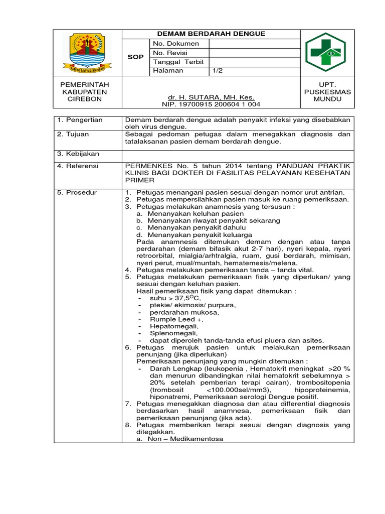 Sop Demam Dengue, DHF | PDF