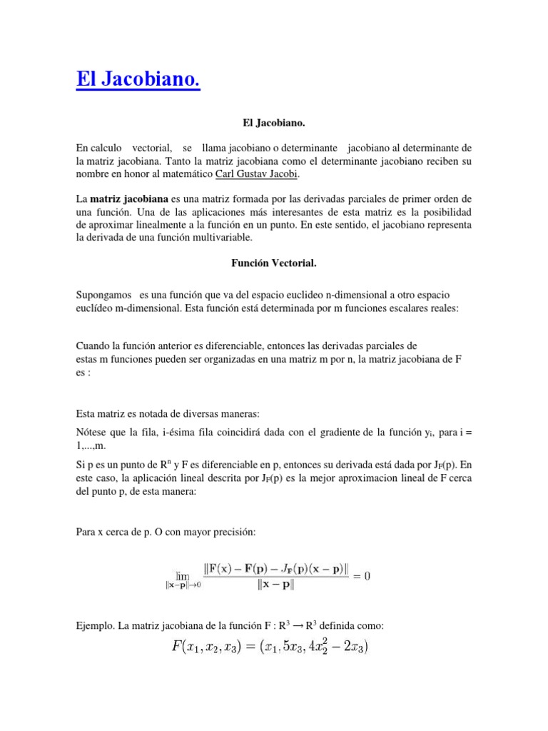 El Jacobiano | PDF | Calculo diferencial | Análisis matemático
