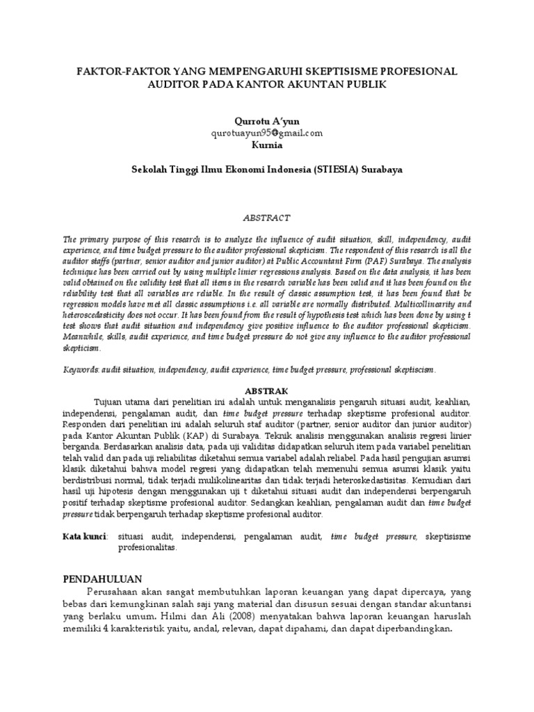 Jurnal Skeptisisme Profesional Auditor | PDF Jurnal Skeptisisme Profesional Auditor | PDF