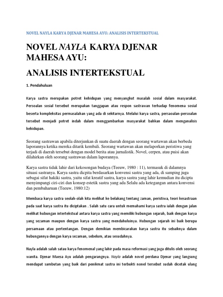 Novel Nayla Karya Djenar Mahesa Ayu | PDF