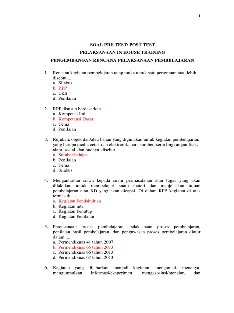 Soal Pre Dan POST | PDF